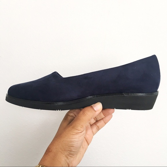 AEROSOLES | Shoes | Aerosoles Sideways Navy Blue Suede Wedge Loafers ...